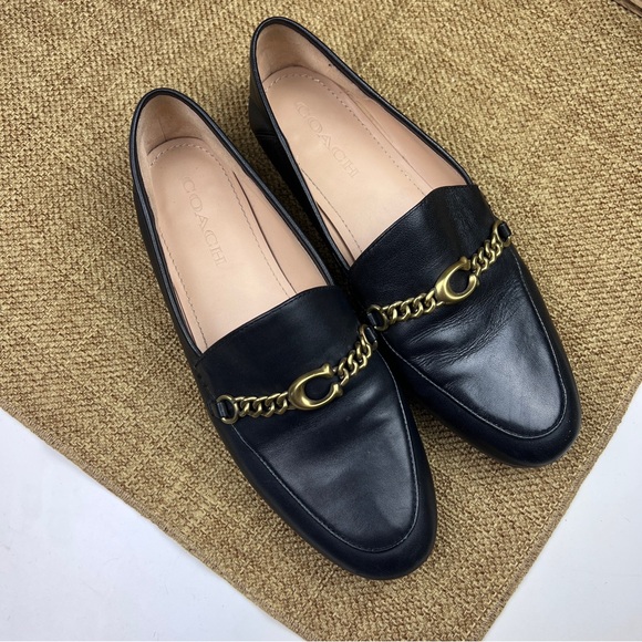 Coach | Shoes | Coach Womens Helena C Chain Leather Loafers Sz 95 Euc ...